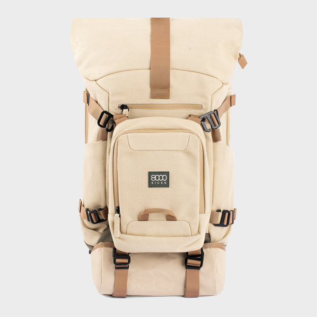 Nomad Backpack in Beige and Green | Hemp and Weatherproof – 8000Kicks