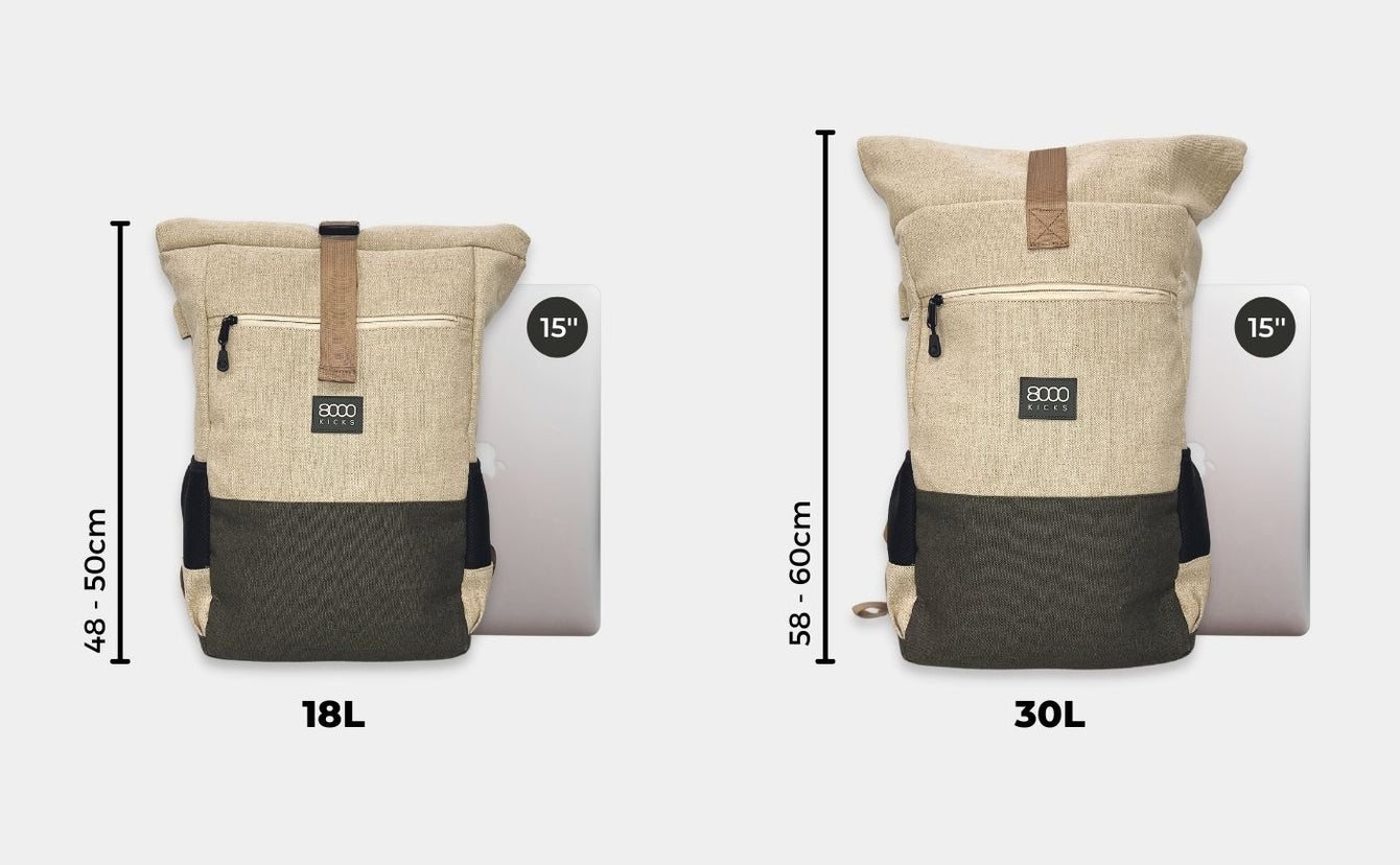 Beige and Green Backpack | 8000Kicks | Hemp and Weatherproof