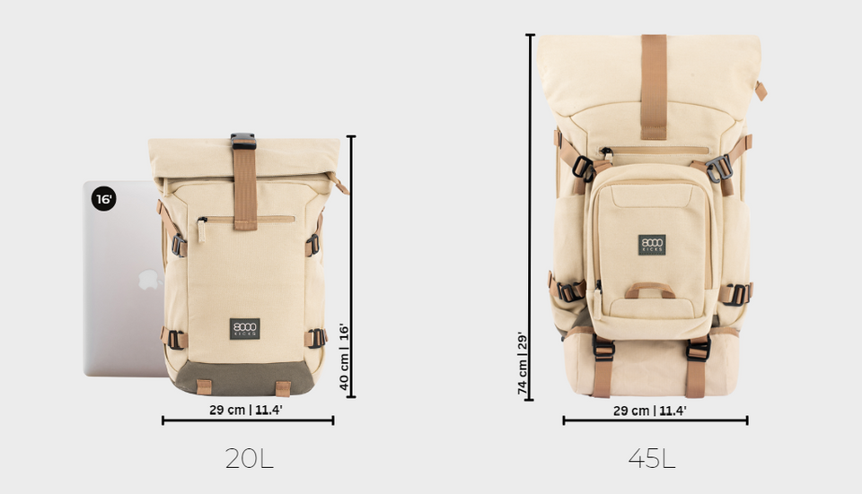 Nomad Backpack in Beige and Green | Hemp and Weatherproof – 8000Kicks